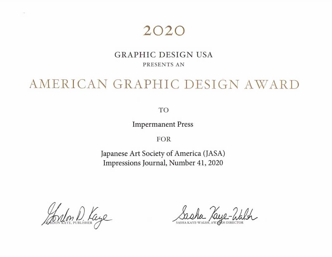 Impressions 41 Wins Design Award – Japanese Art Society of America